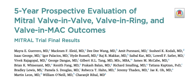Valve-in-Valve, Valve-in-Ring, and Valve-in-MAC 5 年前瞻性研究最终结果-医谱
